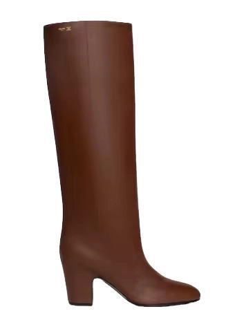 Celine Iconic High Boot In Calfskin - Chocolate-colored