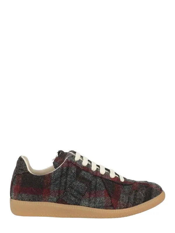 MAISON MARGIELA Low-top Tartan Flannel Lace-up Sneakers - Black