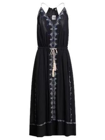 Isabel Marant Étoile Sleeveless Maxi Dress With Embroidered Appliqués And Tassels - Black