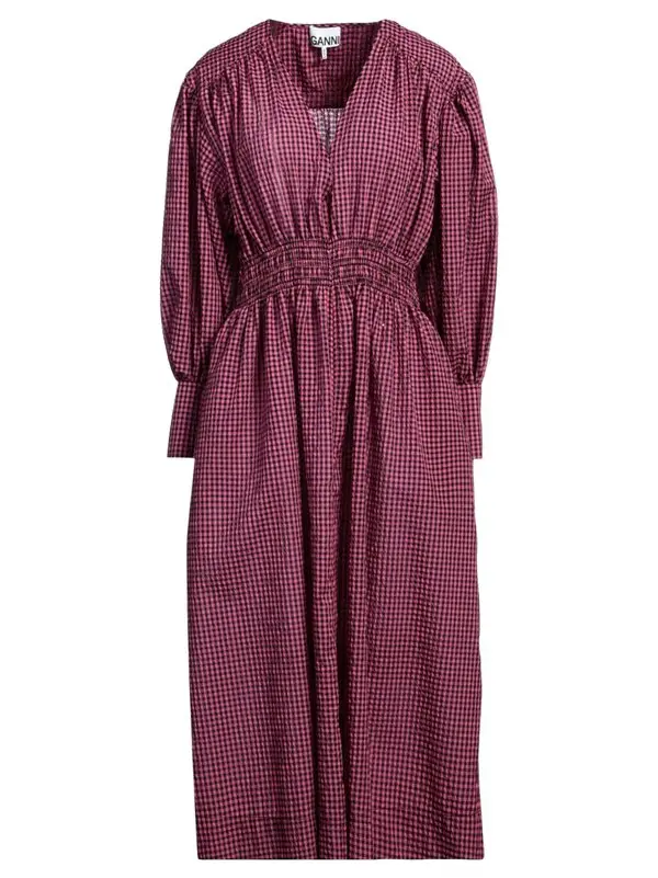 GANNI V-neck Flared Dress - Red