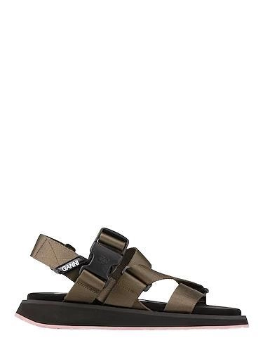 GANNI Technical Grosgrain Sandals - Black