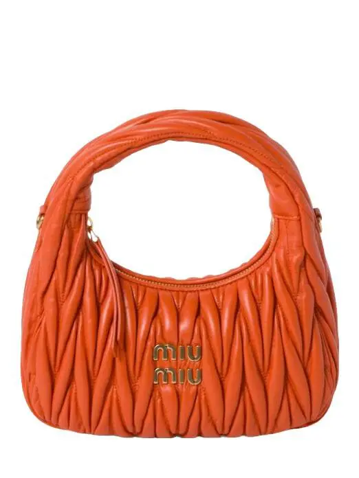 Miu Miu Wander Matelassé Nappa Leather Hobo Bag - Red