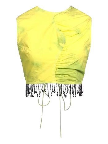 GANNI Sleeveless Beaded Crop Top - Yellow