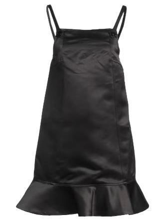 GANNI Satin Square Neck Sleeveless Mini Dress - Black