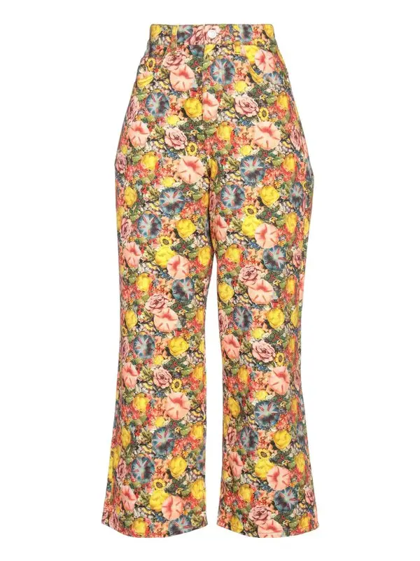 Marni Floral Print Denim Straight-leg Pants - Multicolor