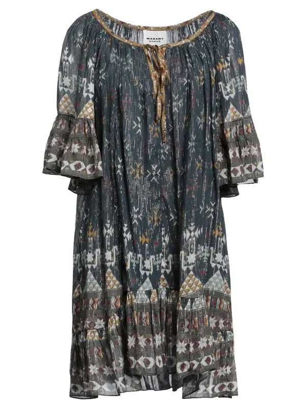 Isabel Marant Étoile Geometric Print Kaftan Dress - Black