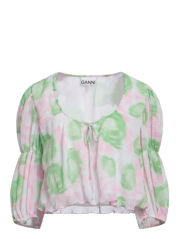 GANNI Bow Blouse - White