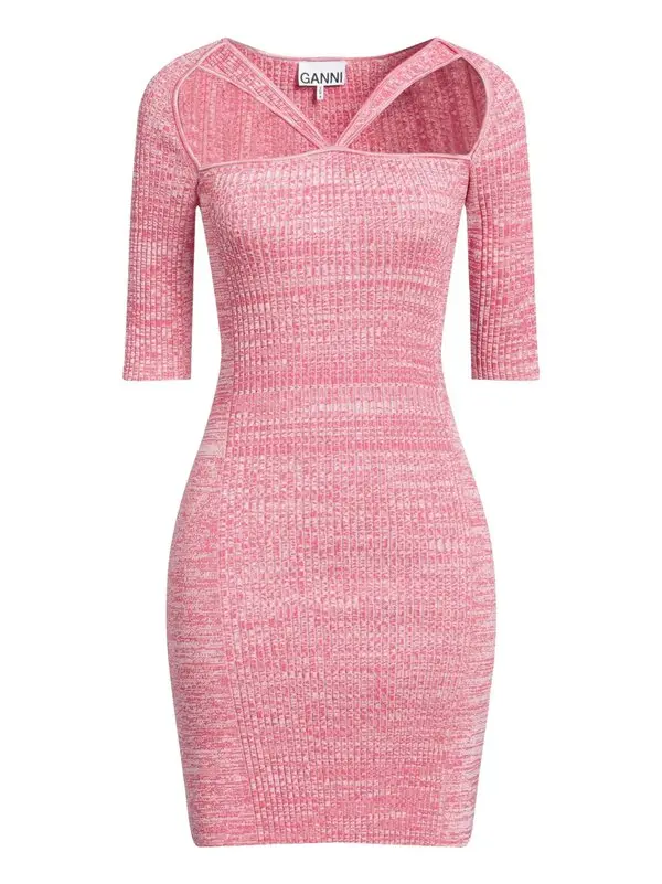 GANNI Crewneck Bodycon Dress - Pink