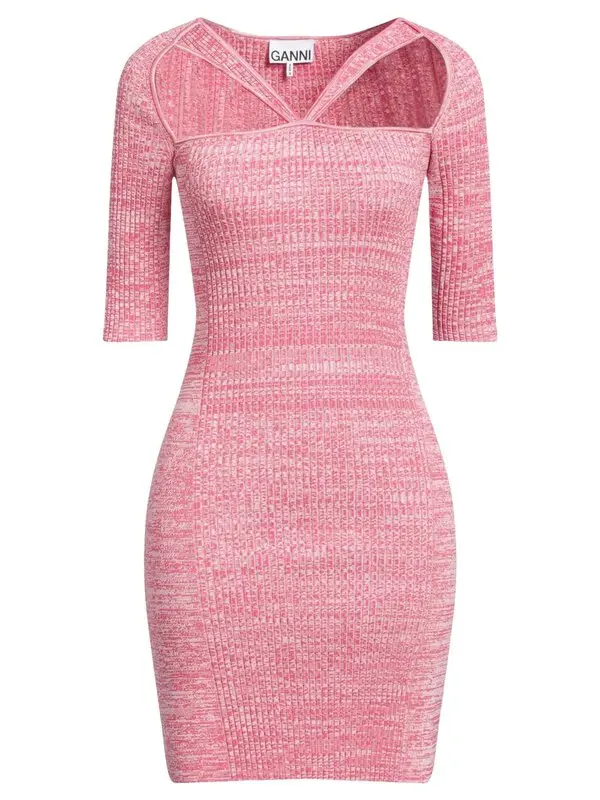GANNI Crewneck Bodycon Dress - Purple-red