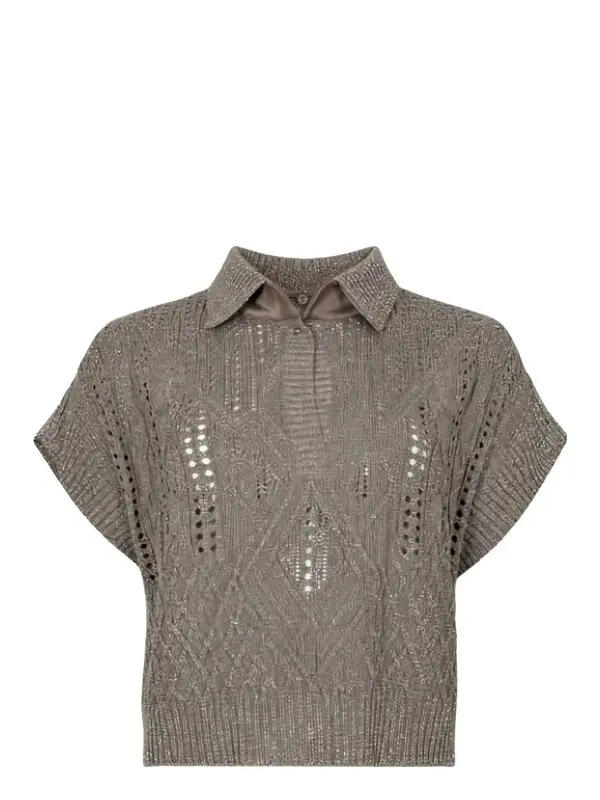 D.exterior Short-sleeved Knit Sweater - No