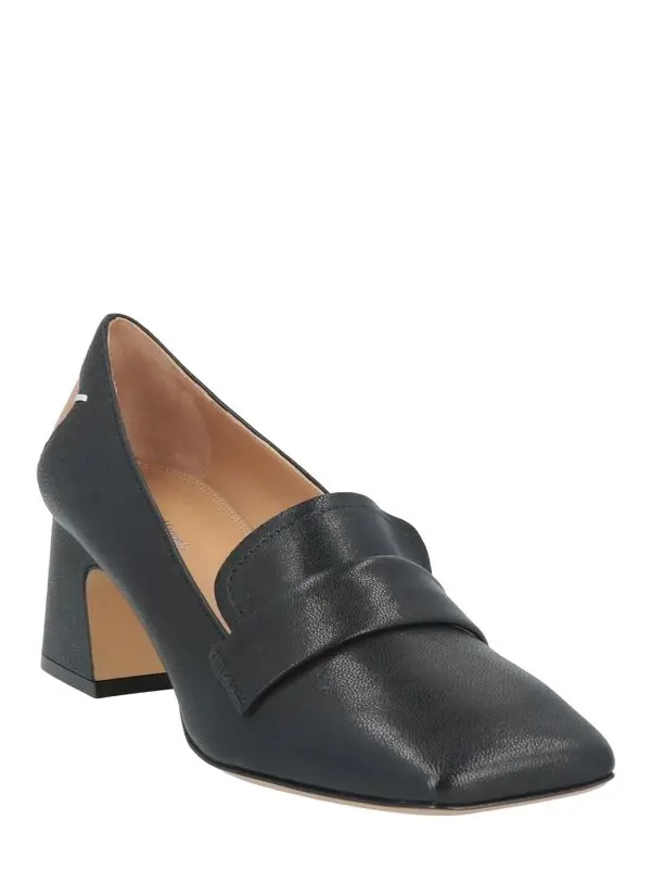 MAISON MARGIELA Square-toe Leather Loafers With Block Heel - Black