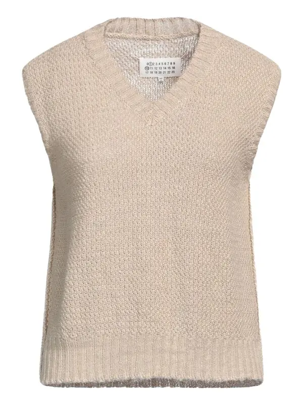 MAISON MARGIELA Sleeveless V-neck Knit Top - Nude