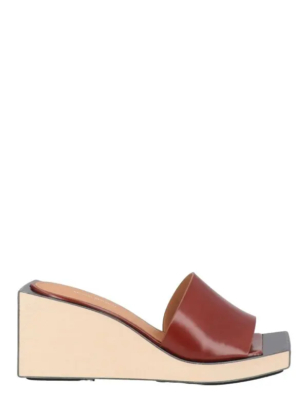 MAISON MARGIELA Leather Wedge Slide Sandals - Nude