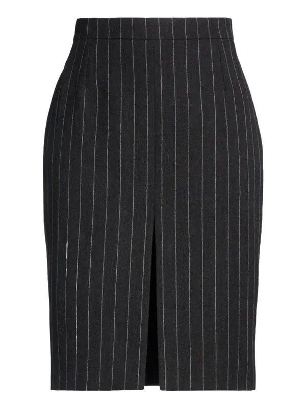 Saint Laurent Striped Wool Midi Skirt - No