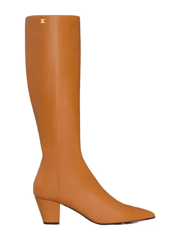 Celine High Boot In Lambskin - Brown
