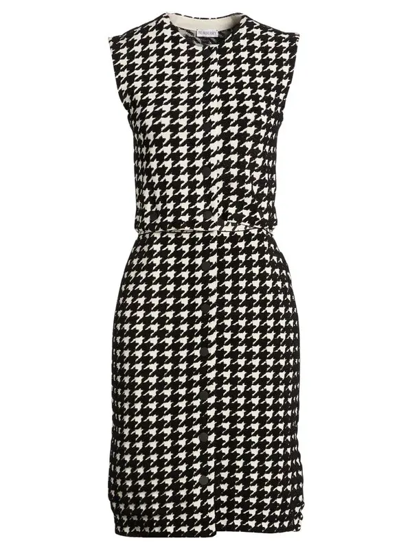 Burberry Sleeveless Knit Houndstooth Dress - Black