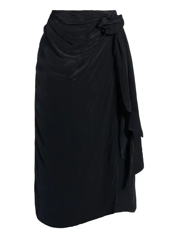Farm Rio Asymmetrical Pleated Midi Skirt - Black