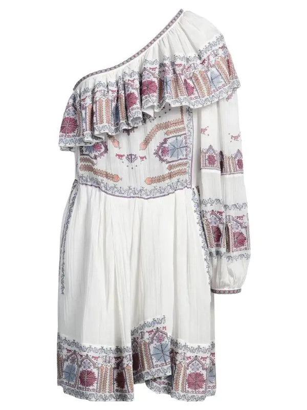 Isabel Marant Étoile One-shoulder Embroidered Tiered Mini Dress - White