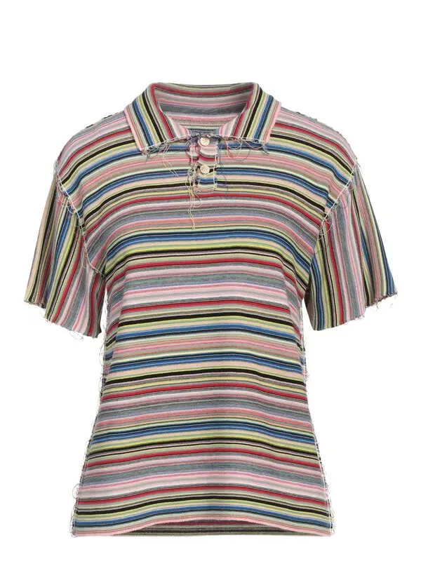 MAISON MARGIELA Striped Knitted Polo Shirt - Multicolor