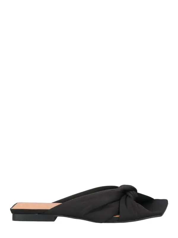 GANNI Knot Detail Satin Mules - Black