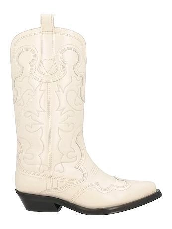 GANNI Embroidered Cowboy Boots - White