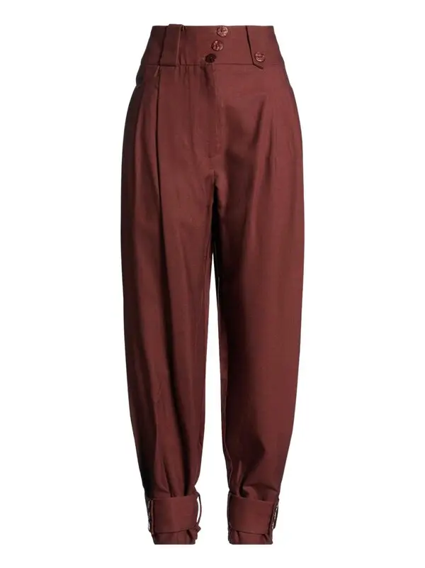 Farm Rio Belted Tapered Pleated Pants - Red