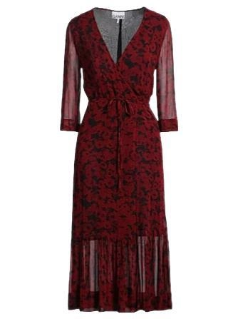 GANNI Georgette Two-tone V-neck Midi Wrap Dress - Brown