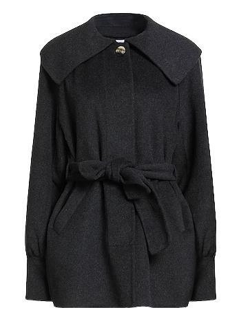 GANNI Belted Brushed-felt Coat - Black