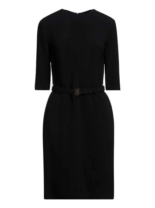 Burberry Belted Flared Midi Dress - Black