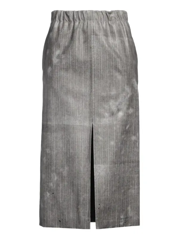 MAISON MARGIELA Herringbone Wool Pencil Skirt With Distressed Details - Gray