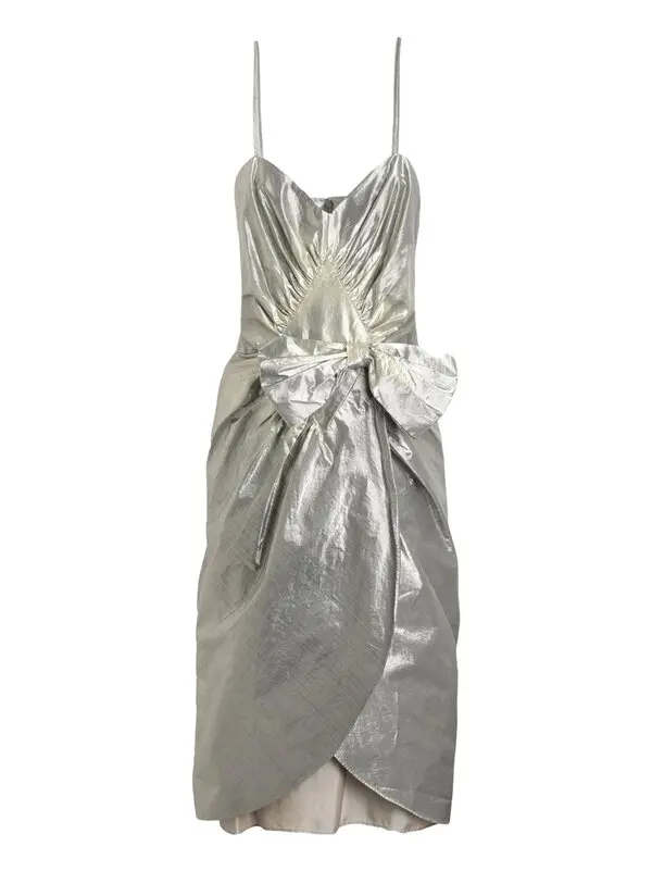 MAISON MARGIELA Metallic Sweetheart Neckline Sleeveless Dress - Gray