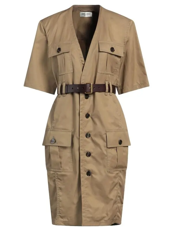 Saint Laurent Twill Shirt Dress - Brown
