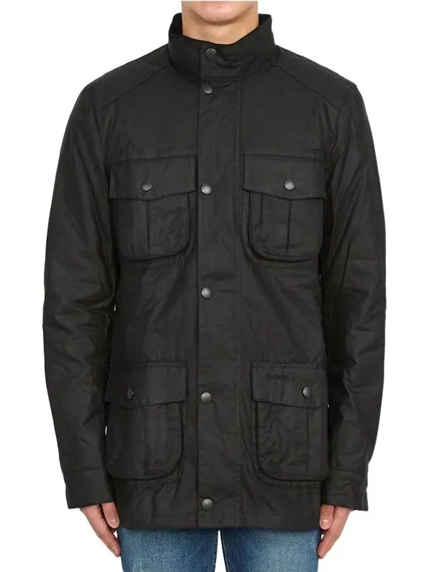 Barbour Long-sleeved Casual Jacket With Logo And Multi-pocket Design - Black