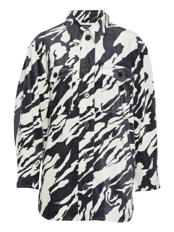 Isabel Marant Étoile Zebra Print Long Sleeve Shirt - Black