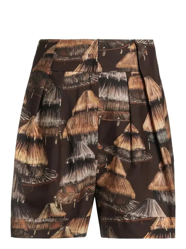 Farm Rio Printed Pleated Shorts - Black
