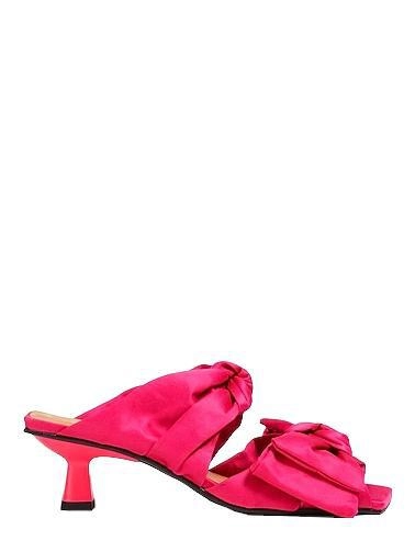 GANNI Satin Bow Embellished Square Toe Sandals - Pink