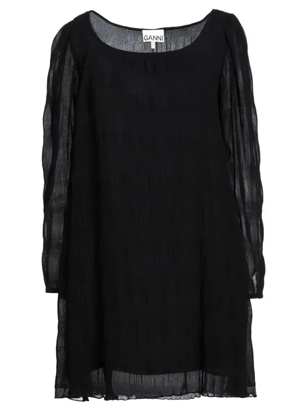 GANNI Long-sleeve Ruched Dress - Black