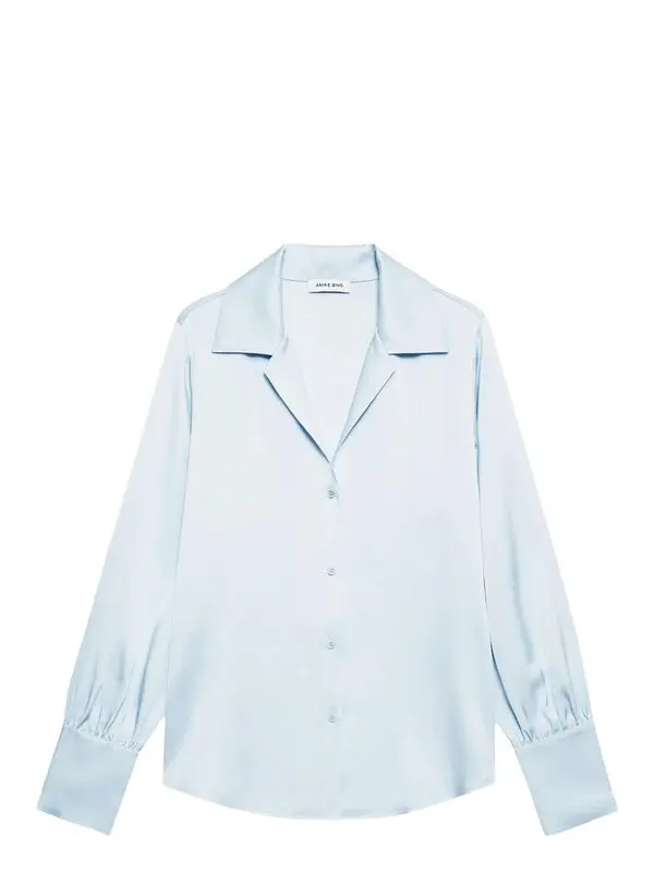 ANINE BING Long Sleeve Button-up Shirt - Light Blue