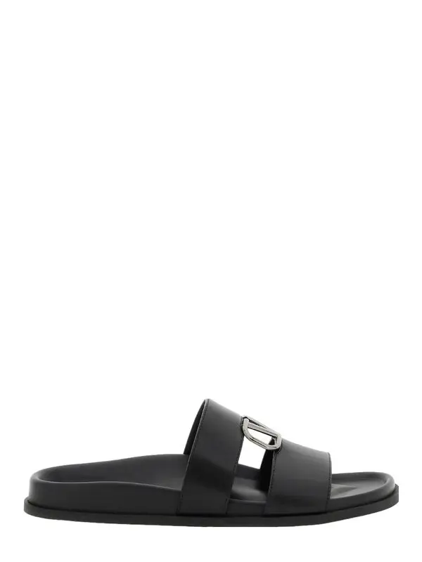 Valentino Garavani Vlogo Plaque Slip-on Slides - Black