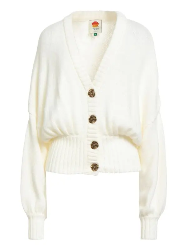 Farm Rio Long Sleeve Button-front Knit Sweater - White