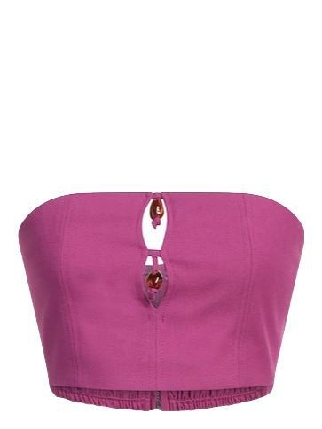 GANNI Embellished Shirred Bandeau Top - Pink