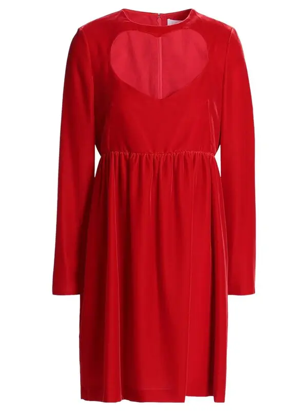 Chloé Velvet Waist-tied Dress - Red