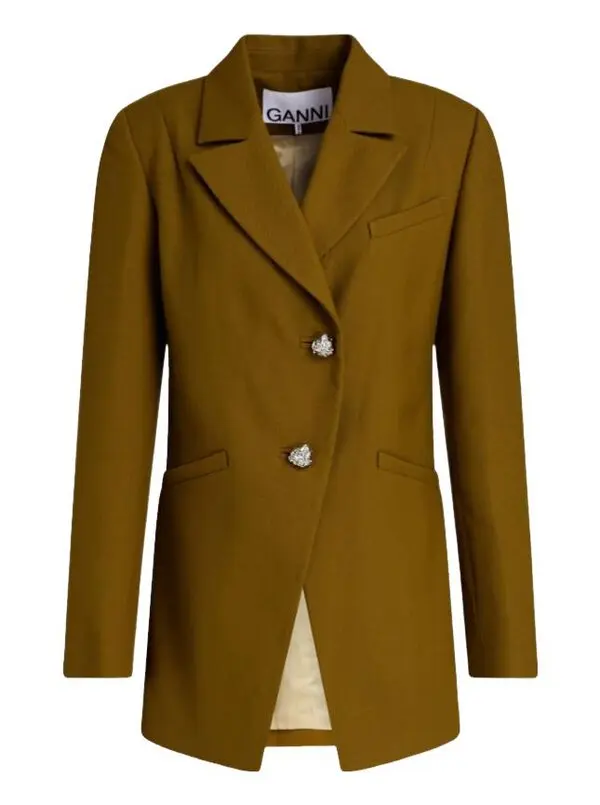 GANNI Single-breasted Blazer - Brown