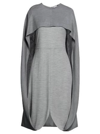 Burberry Jersey Cape Dress With Round Neck And Short Sleeves - Gray