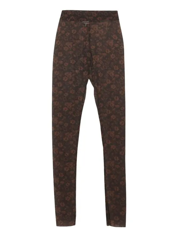 GANNI Floral-print Leggings - Black