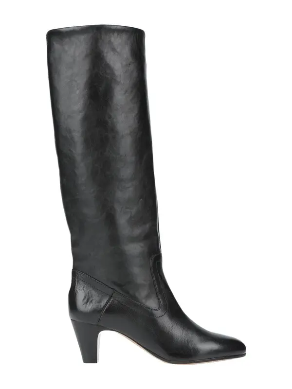 MAISON MARGIELA Round Toe Block Heel Leather Boots - Black