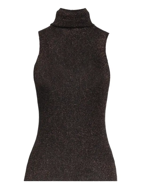 GANNI High-neck Knit Top - Black
