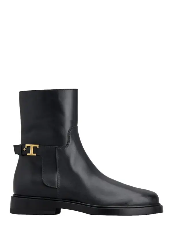 TOD'S Logo Plaque Ankle Boots - Black