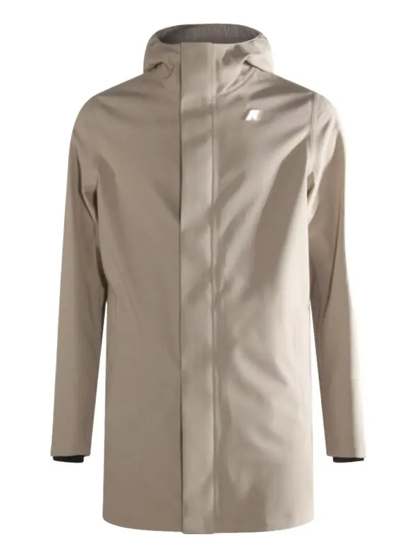K-WAY Logo Patch Hooded Coat - Gray