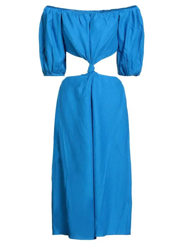 Farm Rio Off-the-shoulder Cutout Knotted Maxi Dress - Blue